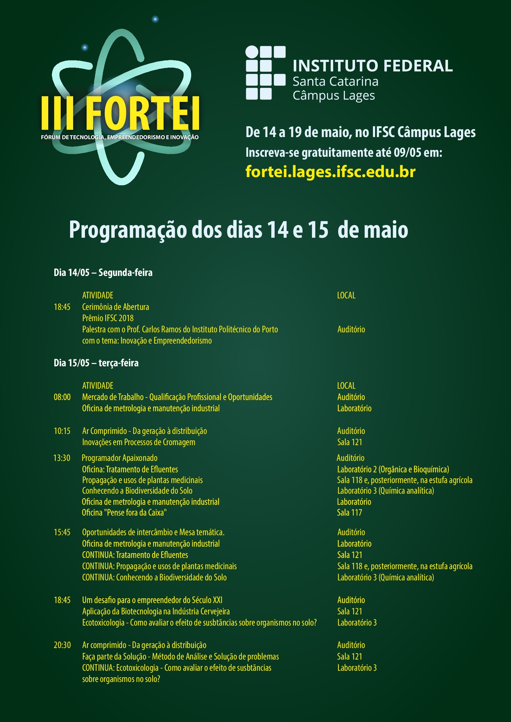 Inscrições para o Fortei estão abertas até 9 de maio - Link IFSC